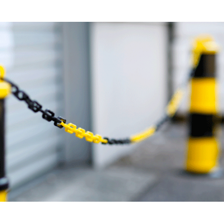 Chaîne Signal balisage sécurité longueur 25 m jaune et noir long 25m