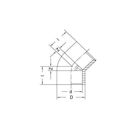 Coude à 45° en PVC disponible du diamètre 16 au diamètre 225 mm