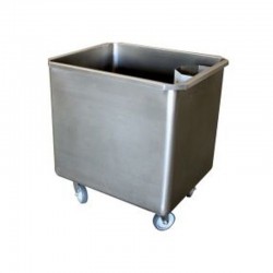 Cuve roulante en matière inox AISI 304 avec bonde | Bac inox roulant